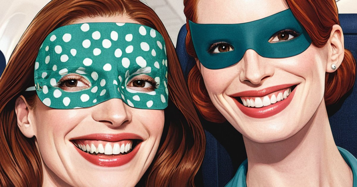 Anne Hathaway and Jessica Chastain's Flight Spa Day in Sheet Masks